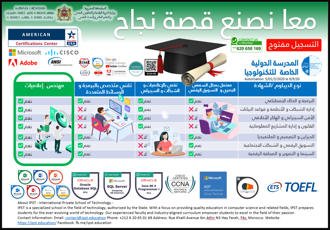 Inscription - IPST - International Private School of Technology